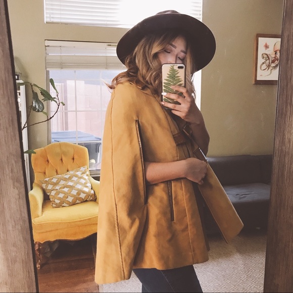 Vintage | Jackets & Coats | Vintage Tan Faux Suede Leather Cape Jacket ...